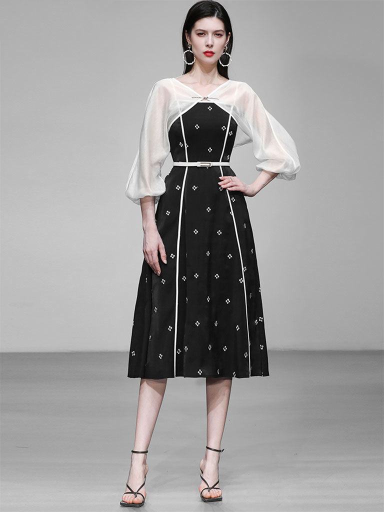 2PS White 1950S Vintage Cape And Spaghetti Strap Flower Swing Dress Su ...