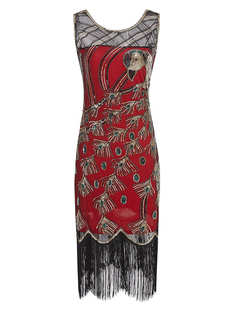 4 Colors 1920s Peacock Sequined Flapper Dress – Jolly Vintage