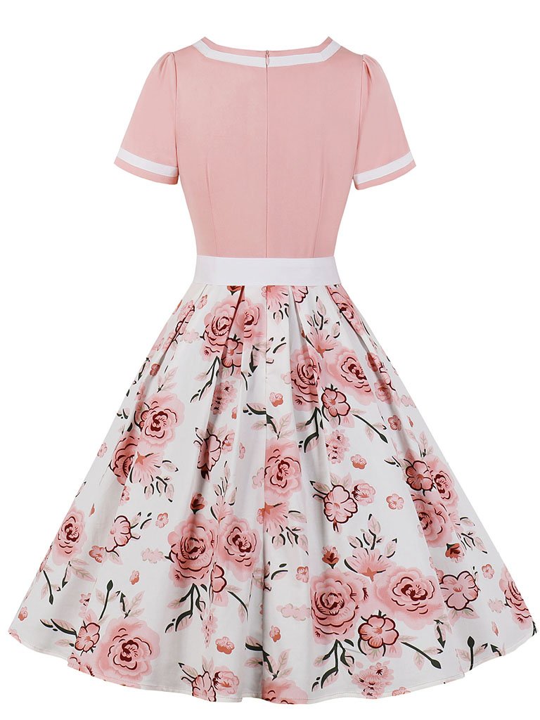 Pink Sweet Heart Collar 1950S Vintage Floral Swing Dress – Jolly Vintage