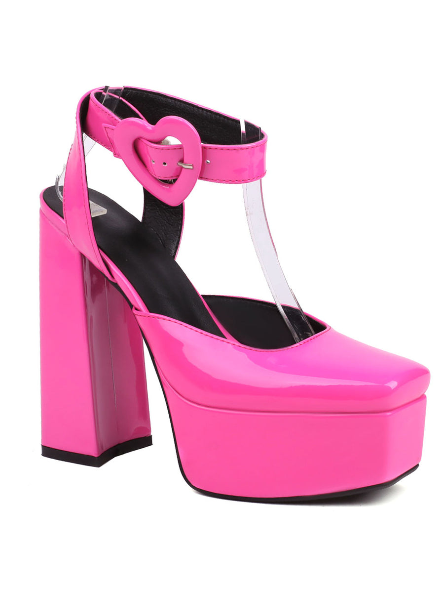 12CM High Heel Yellow Square Toe Platform Mary Jane Pump – Jolly Vintage